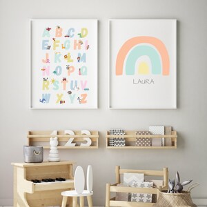 Pastel Alphabet Print, Pastel Alphabet Poster, Alphabet Nursery Print ...
