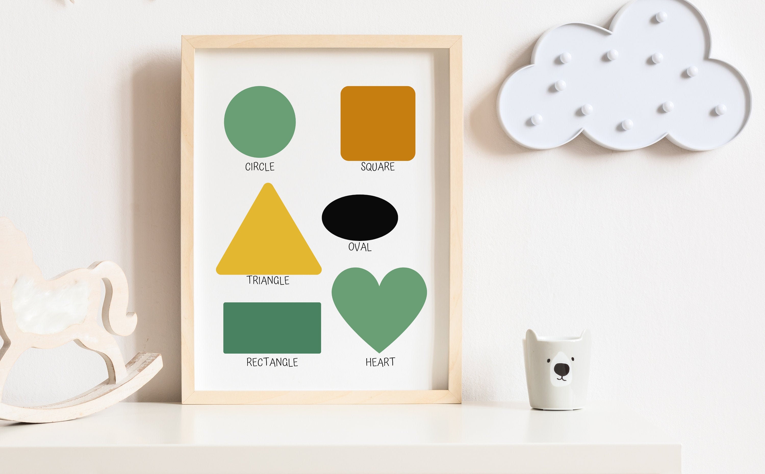 Green Shapes Print, Shapes Print, Nursery Print, Nursery Decor ...