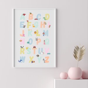 Pastel Alphabet Print, Pastel Alphabet Poster, Alphabet Nursery Print ...