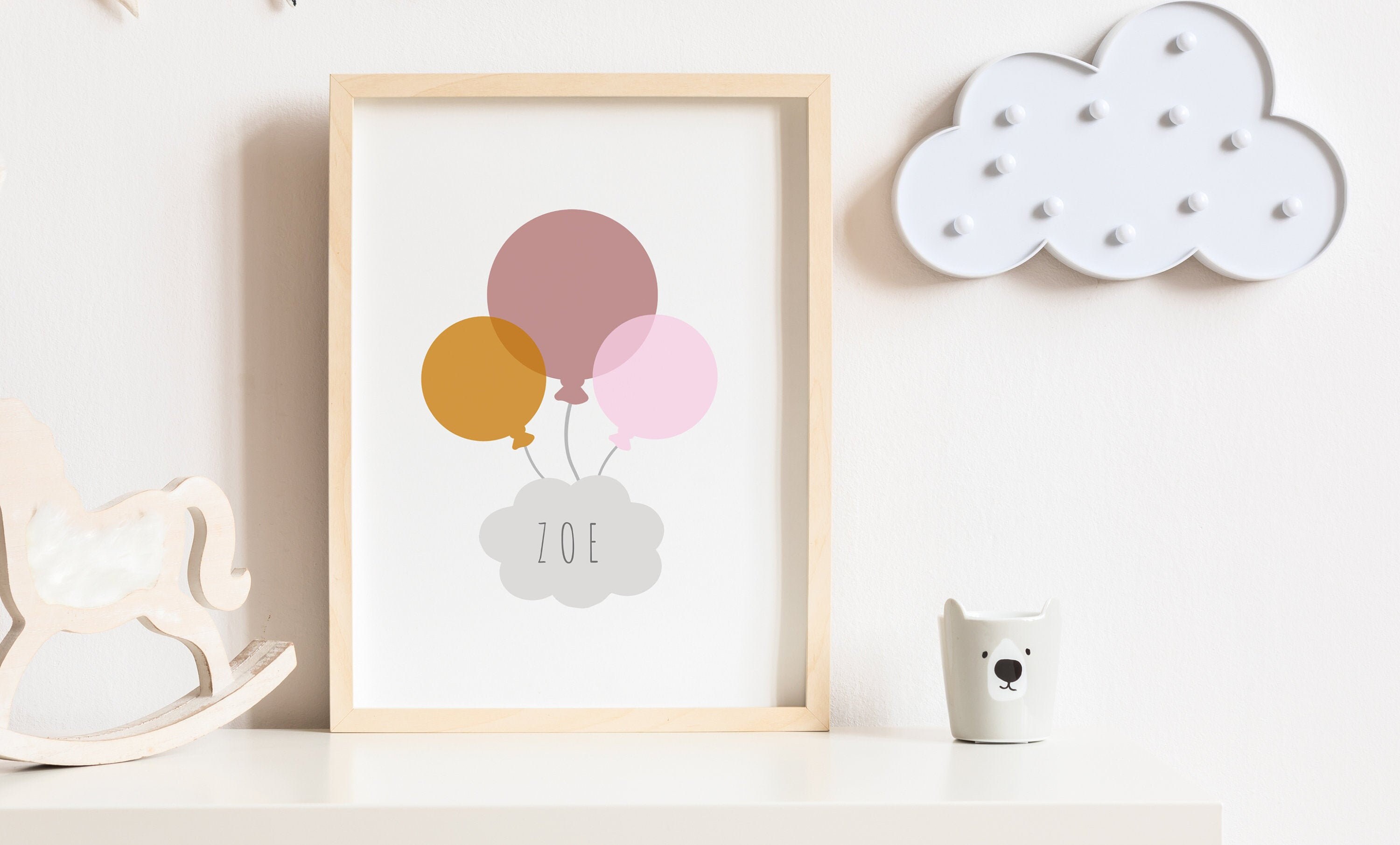 Balloons Nursery Print Balloons Poster Personalised Kids - Etsy