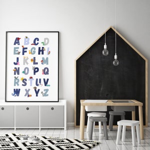 Blue Alphabet Print | Blue Alphabet Poster | Kids Nursery Print | Kids ...