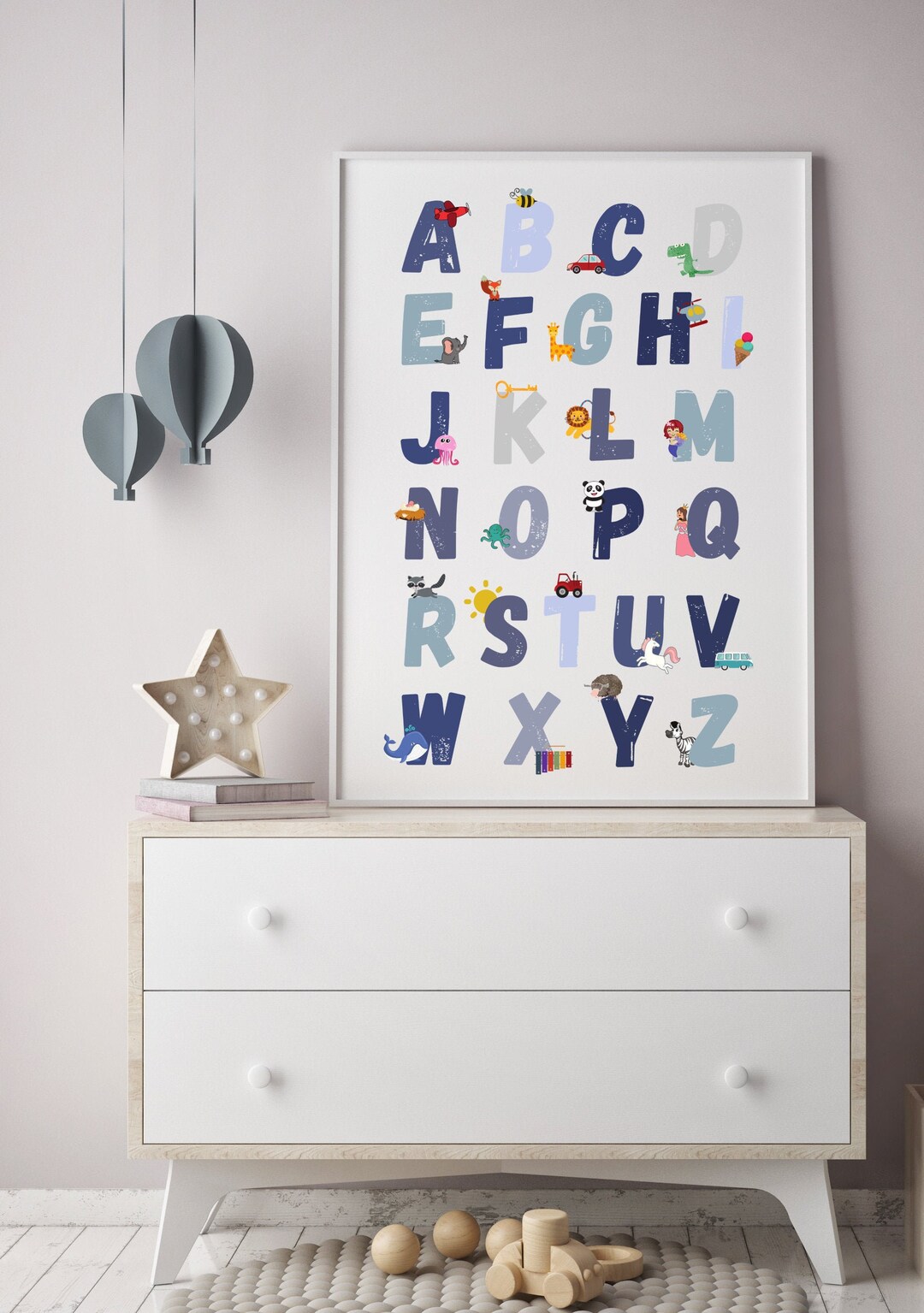 Blue Alphabet Print | Blue Alphabet Poster | Kids Nursery Print | Kids ...