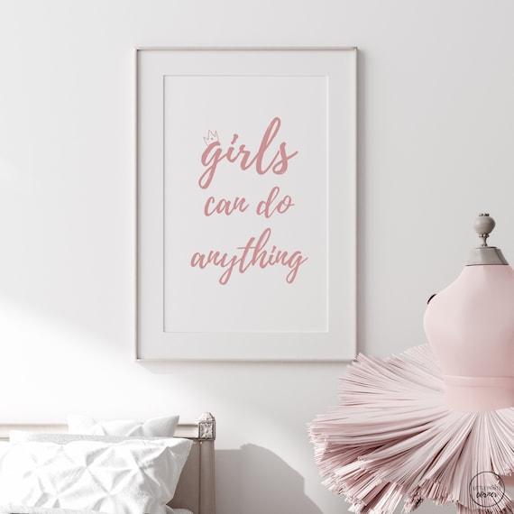 Girls can do anything quote poster Girls can do anything | Etsy