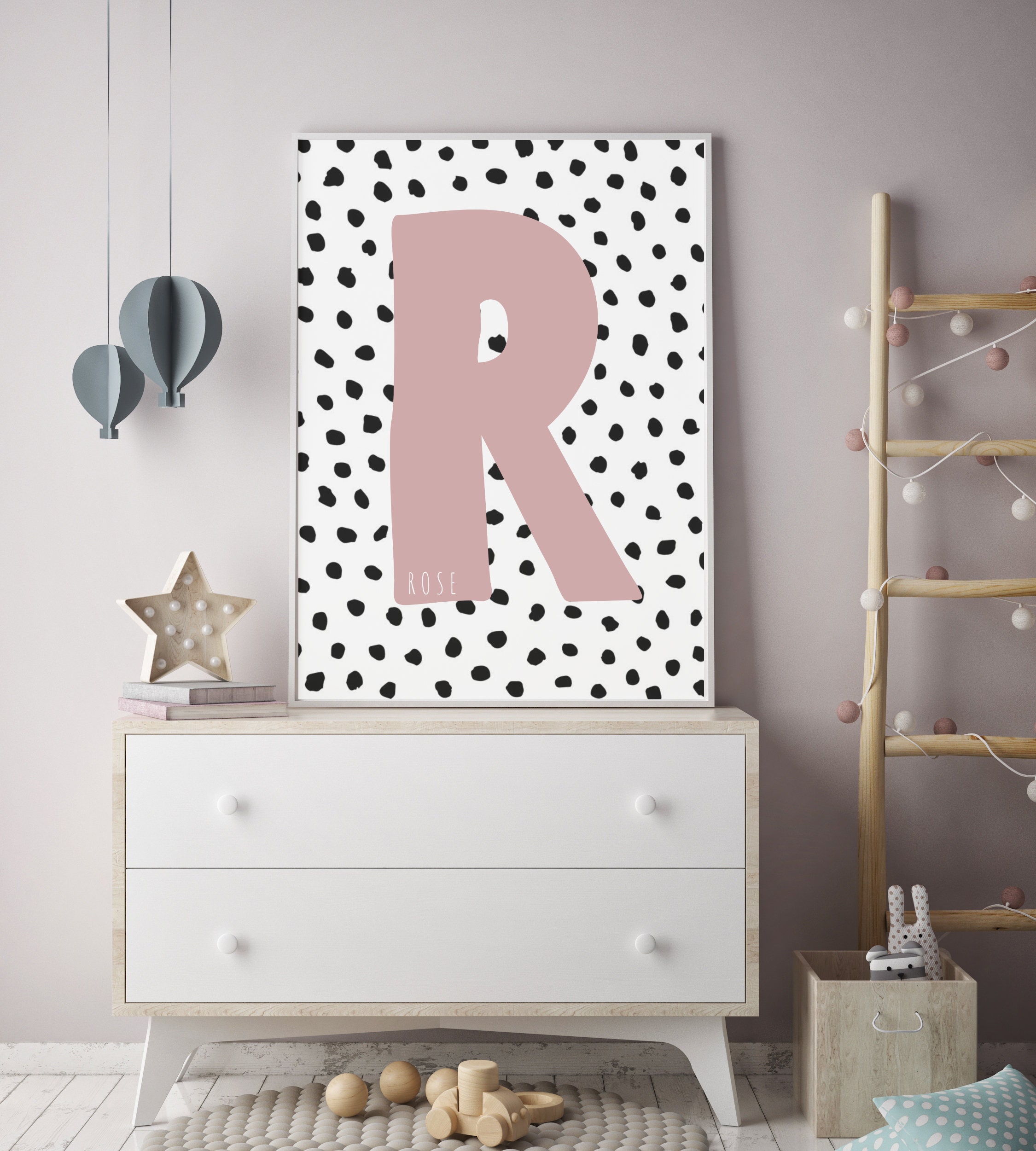Blush Pink Initial Print Initial Nursery Print Name Print - Etsy UK