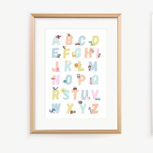 Pastel Alphabet Print, Pastel Alphabet Poster, Alphabet Nursery Print ...