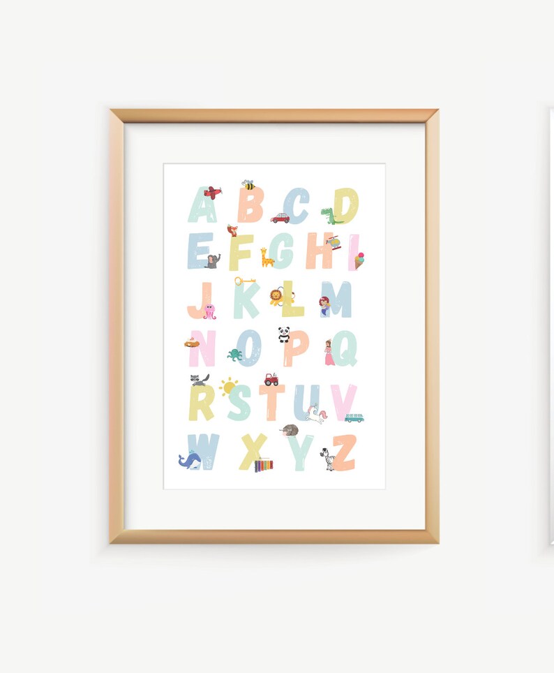 Pastel Alphabet Print Pastel Alphabet Poster Alphabet - Etsy