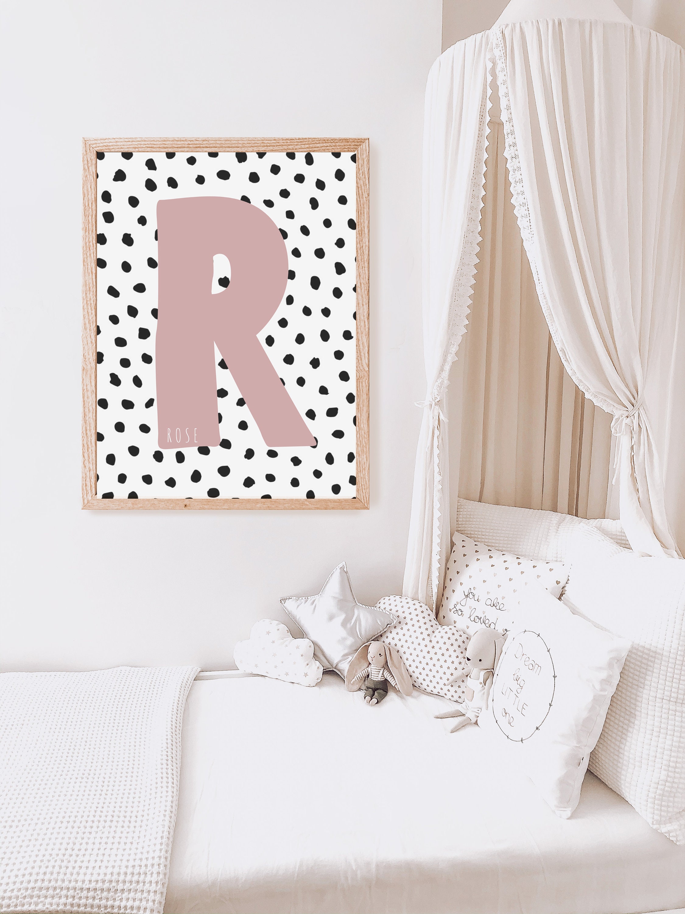 Blush Pink Initial Print Initial Nursery Print Name Print | Etsy UK