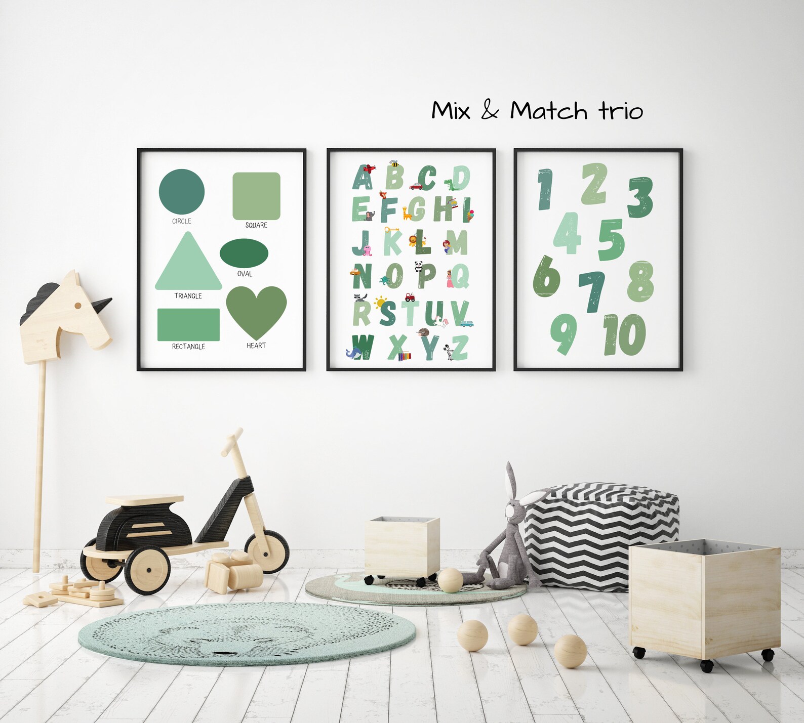 Green Shapes Print Shapes Print Shapes Poster Nursery - Etsy