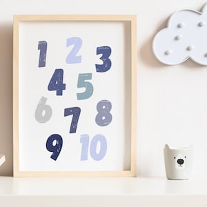 Blue Numbers Poster, Numbers Nursery Print, Numbers Kids Poster ...