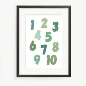 Green Numbers Print, Numbers Nursery Poster, Nursery Decor, Kids ...