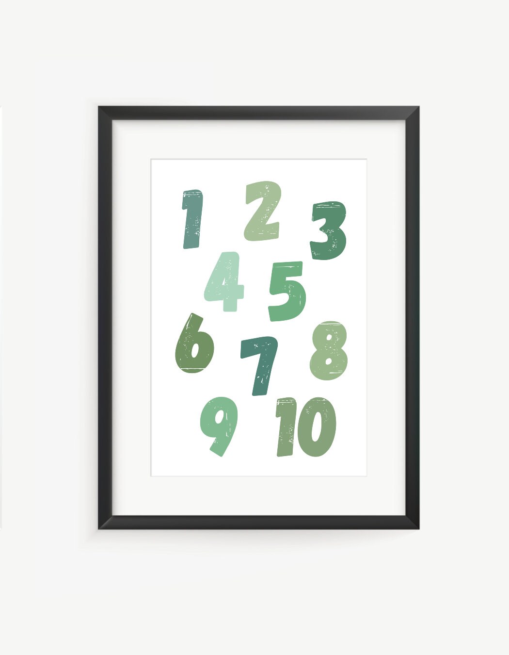 Green numbers print Numbers nursery poster Nursery decor | Etsy