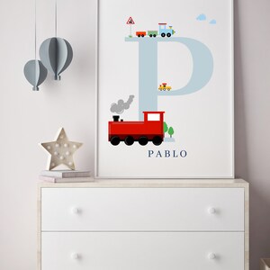 Train Personalised Nursery Print, Train Kids Poster, Todlers Room Train ...