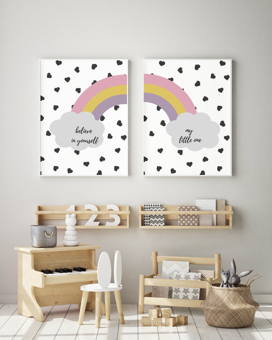 Nursery Rainbow Set of 2, Rainbow Posters, Nursery Decor, Nursery ...
