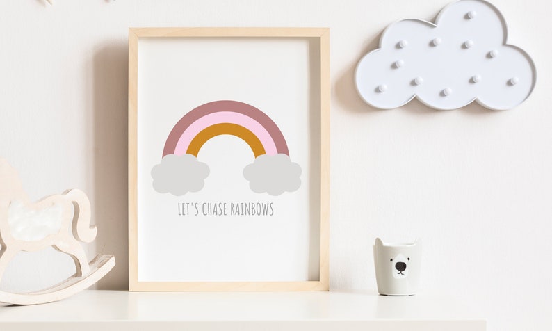 Blush Rainbow Print, Rainbow Poster, Rainbow Nursery Poster, Nursery ...