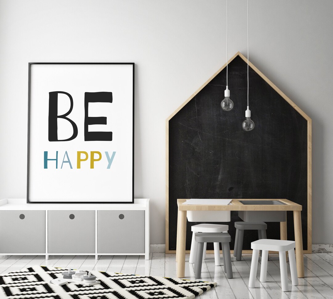 Be Happy Quote Print, Be Happy Poster, Be Happy Quote, Nursery Qoute ...