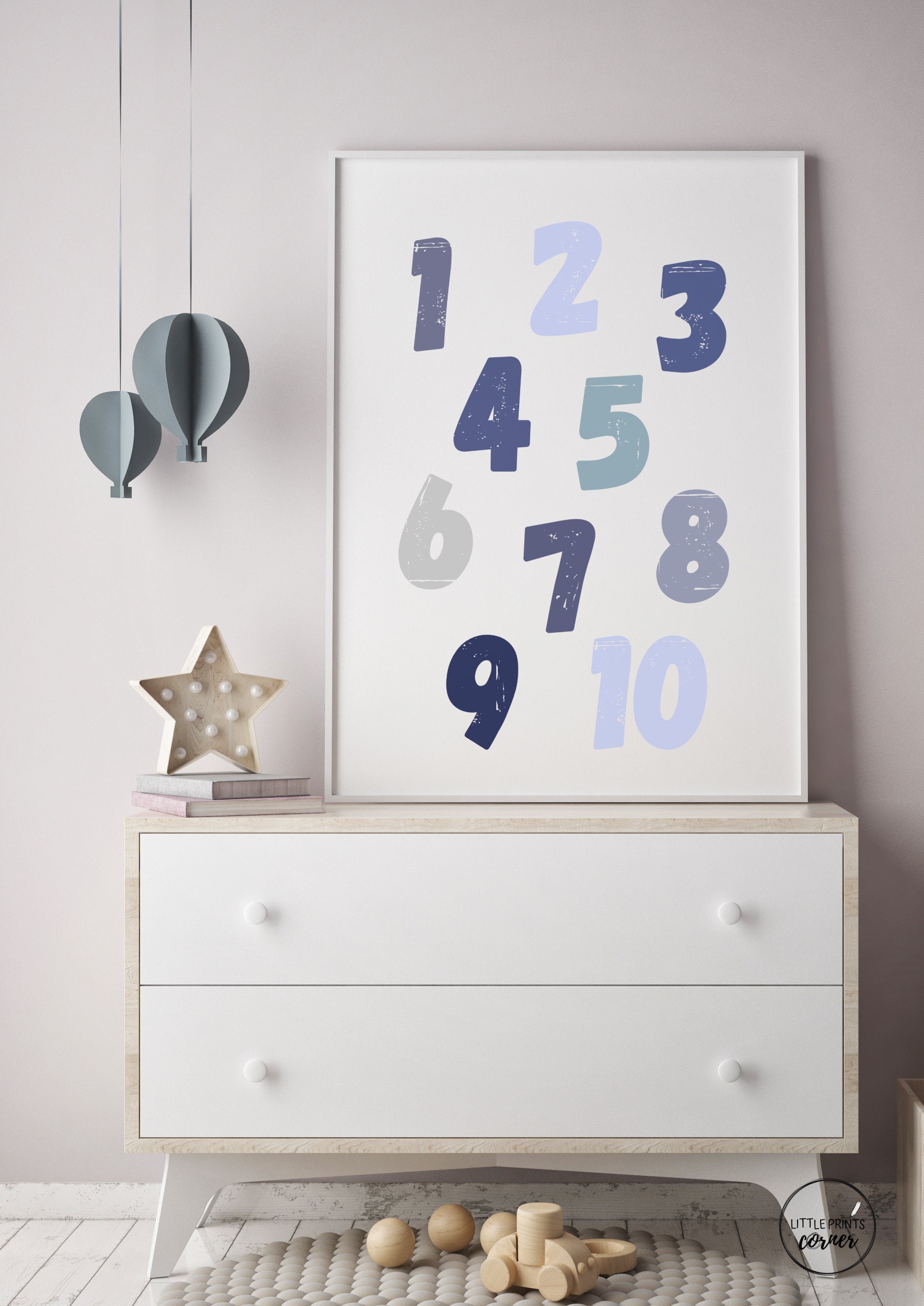Blue Numbers Poster Numbers Nursery Print Numbers Kids - Etsy