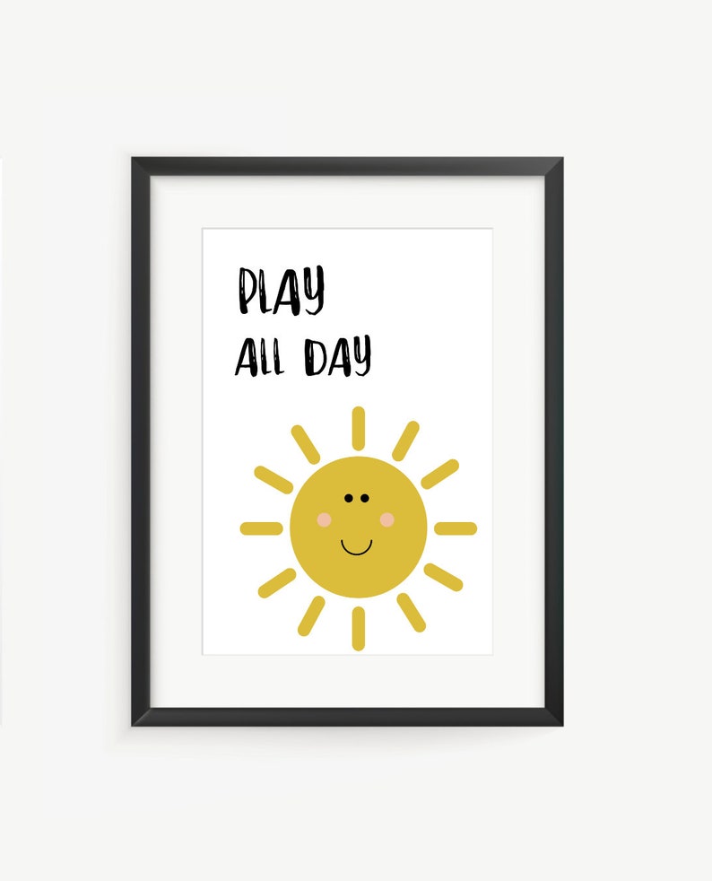 Play All Day Print Play All Day Quote Nursery Print Nursery - Etsy