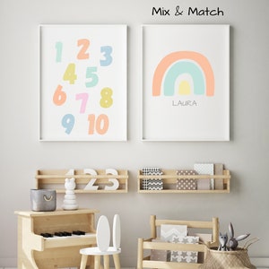 Pastel Number Poster, Numbers Nursery Poster, Nursery Print, Nursery ...