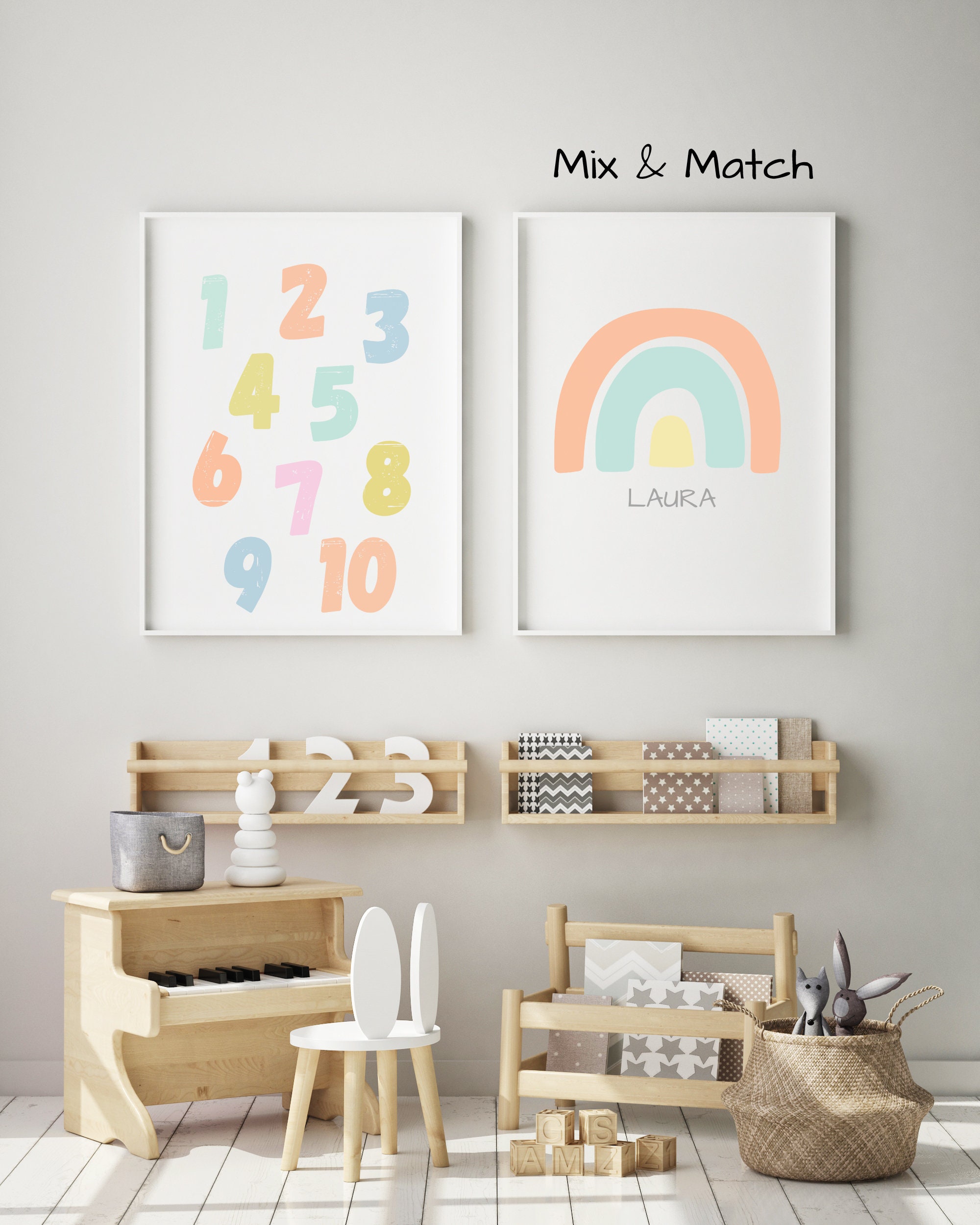 Pastel Number Poster Numbers Nursery Poster Nursery Print - Etsy