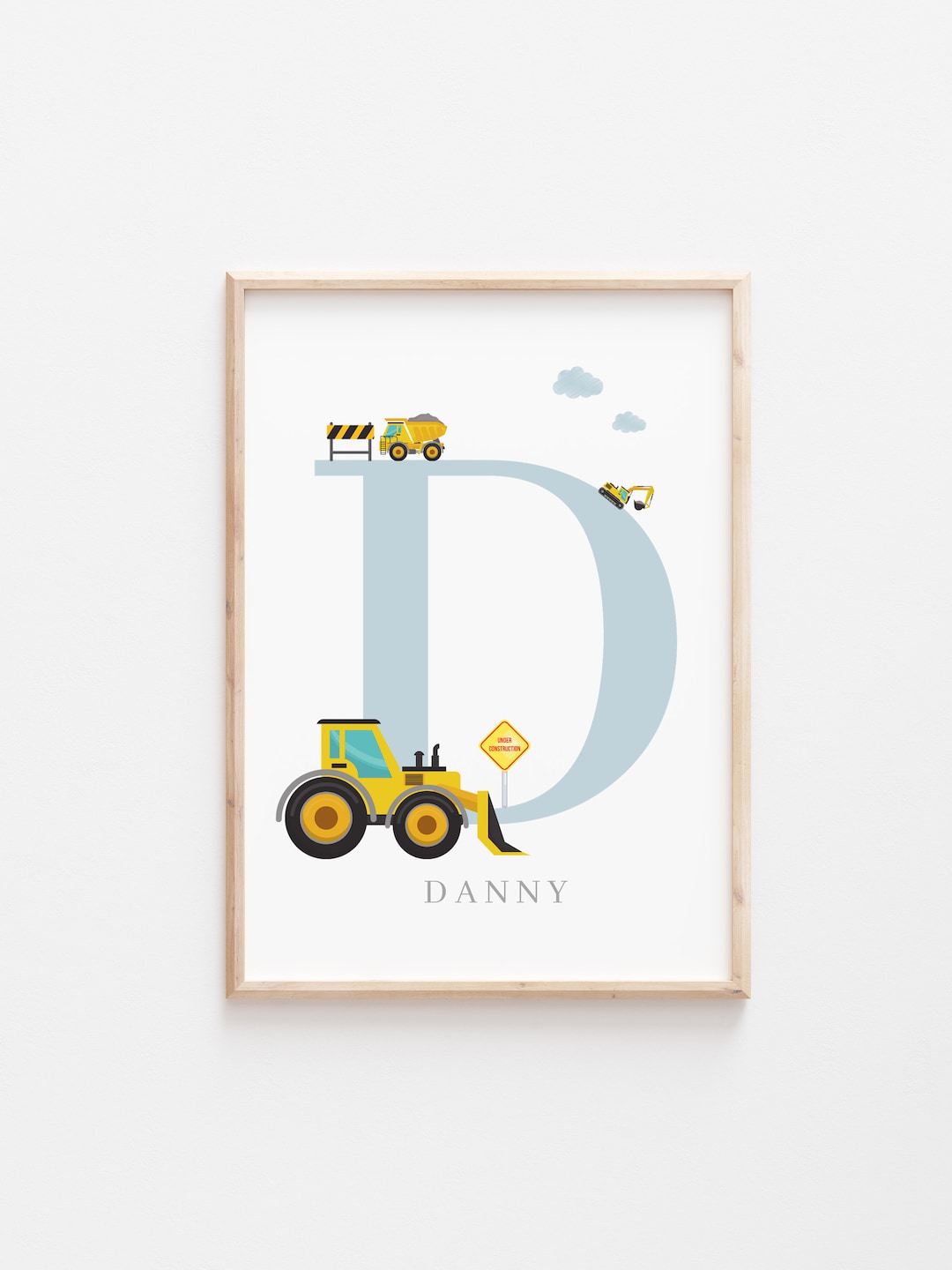Construction Truck Personalised Nursery Print, Construction Truck ...