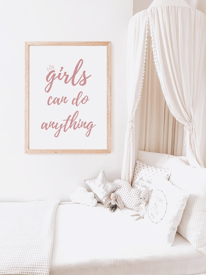 Girls can do anything quote poster Girls can do anything | Etsy