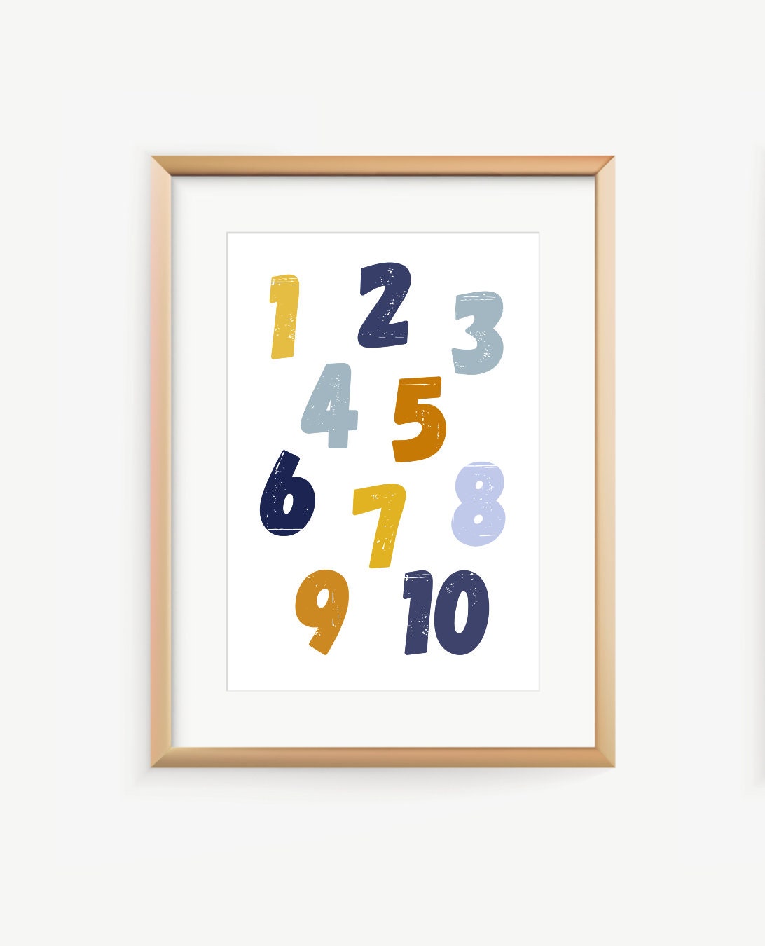 Mustard and Blue Numbers Poster | Numbers Nursery Print | Back to ...