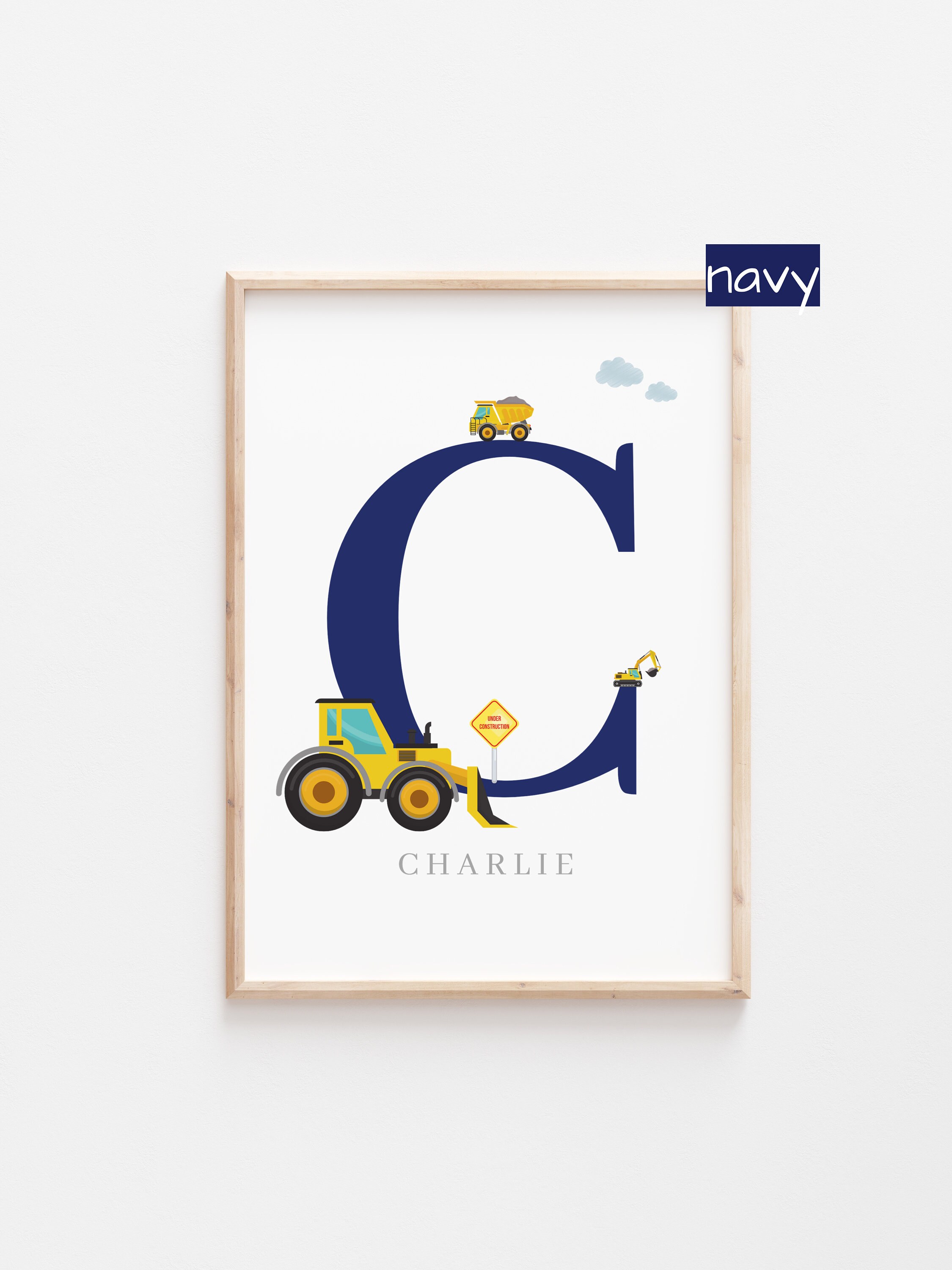 Construction Truck Personalised Nursery Print, Construction Truck ...