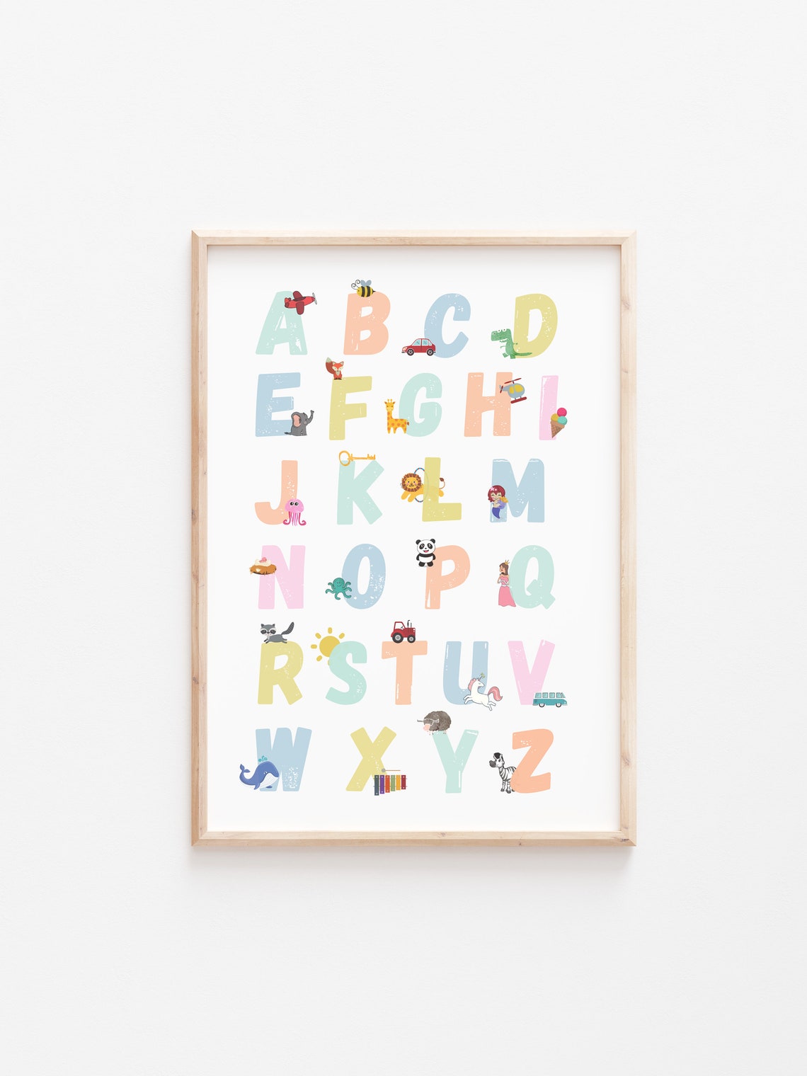 Pastel Alphabet Print, Pastel Alphabet Poster, Alphabet Nursery Print ...