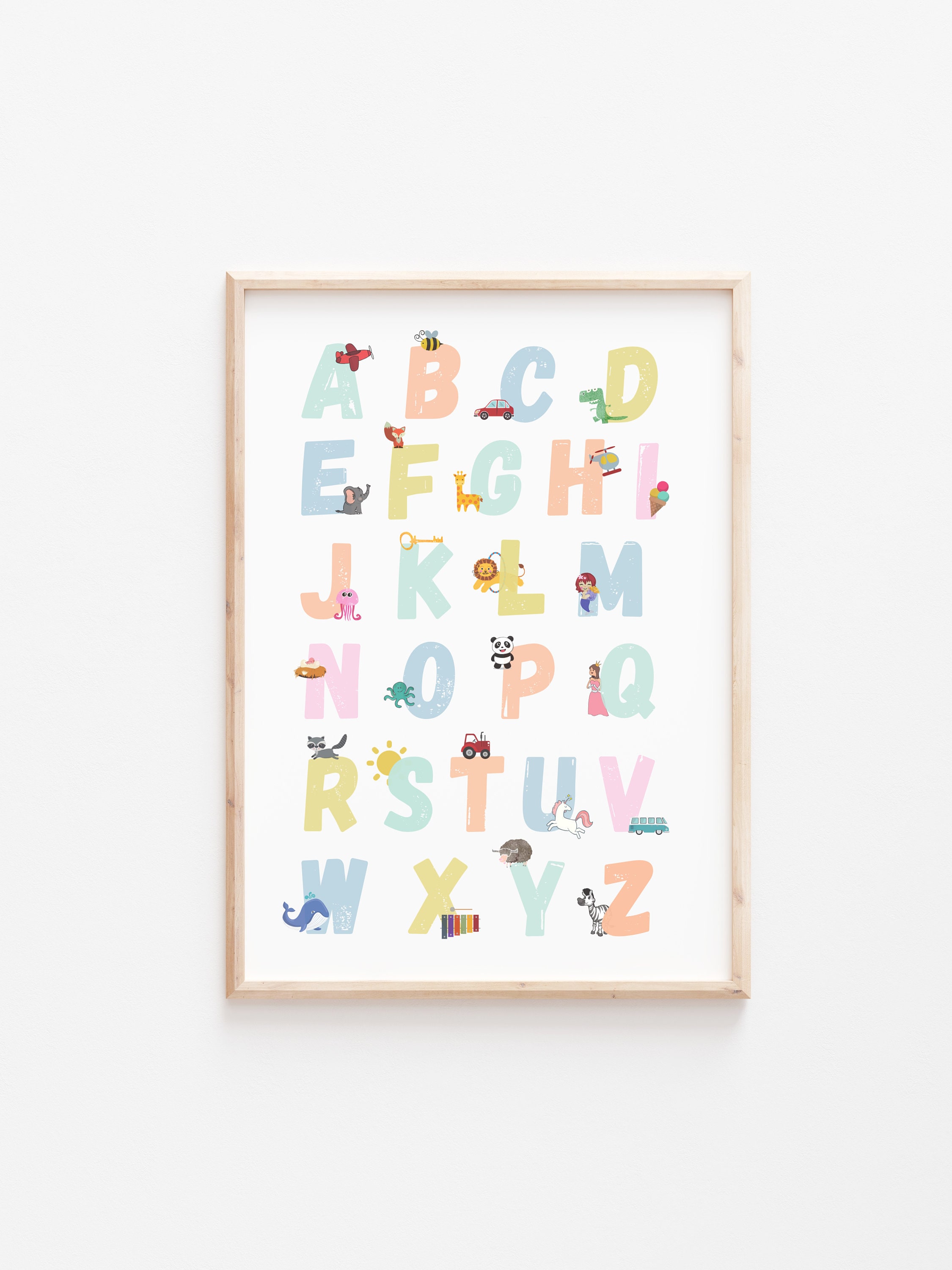 Pastel Alphabet Print, Pastel Alphabet Poster, Alphabet Nursery Print ...