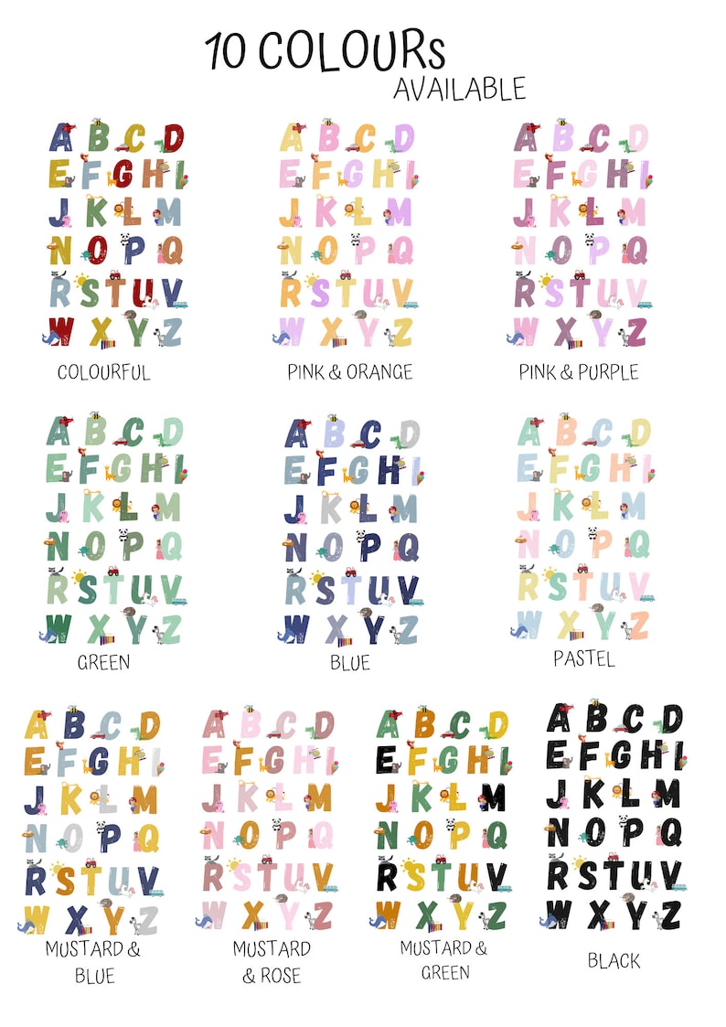 Pastel Alphabet Print, Pastel Alphabet Poster, Alphabet Nursery Print ...