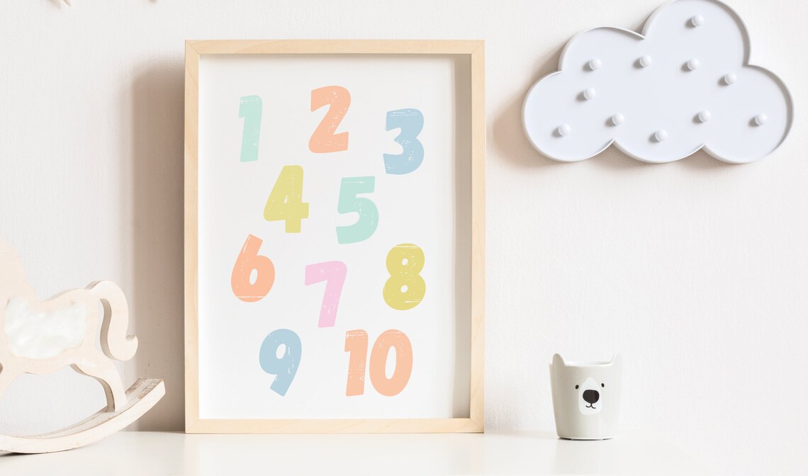 Pastel Number Poster Numbers Nursery Poster Nursery Print - Etsy