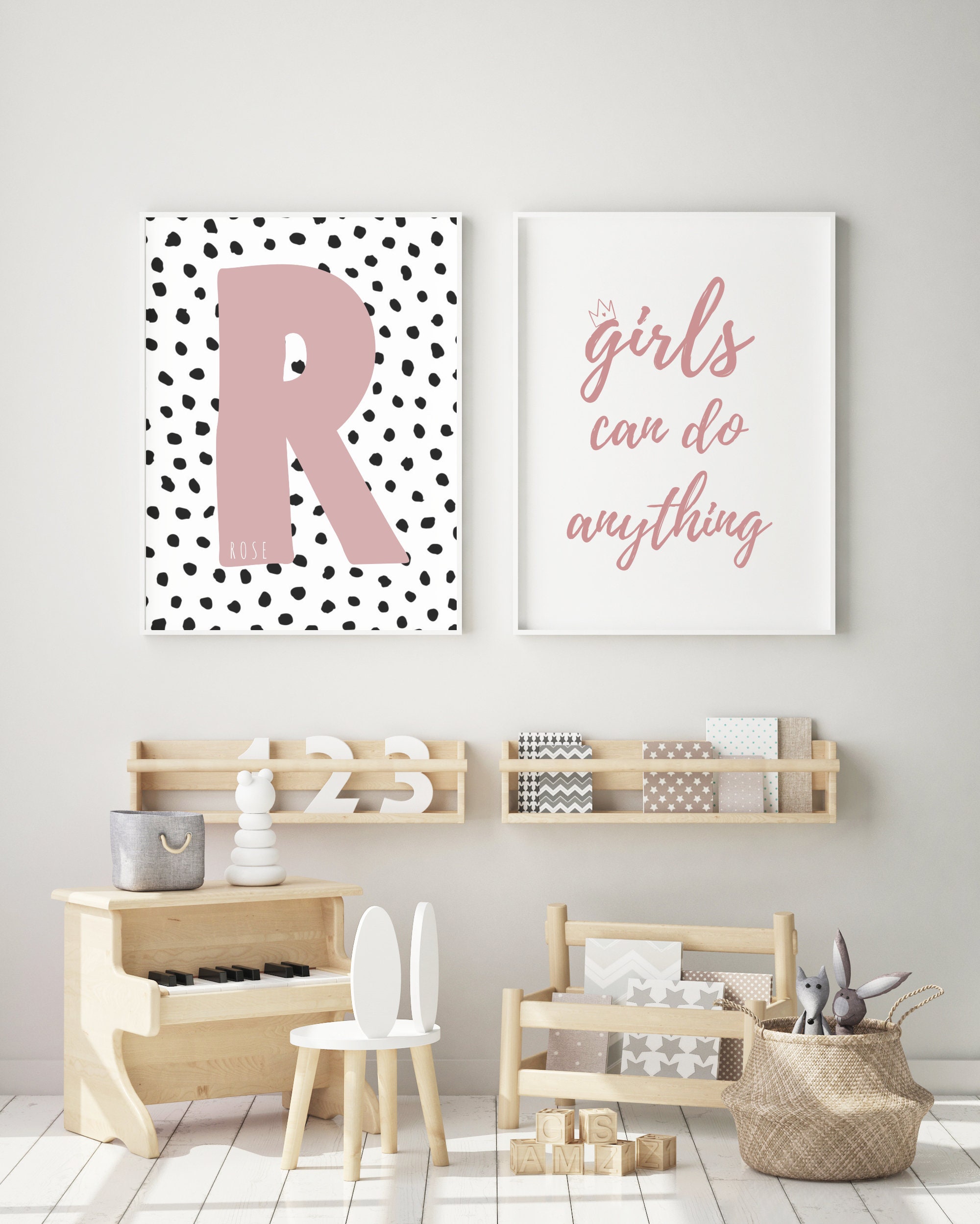 Blush Pink Initial Print Initial Nursery Print Name Print | Etsy UK