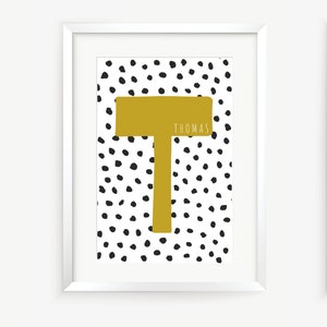 Mustard Initial Print, Initial Kids Print, Name Print, Kids Initial ...