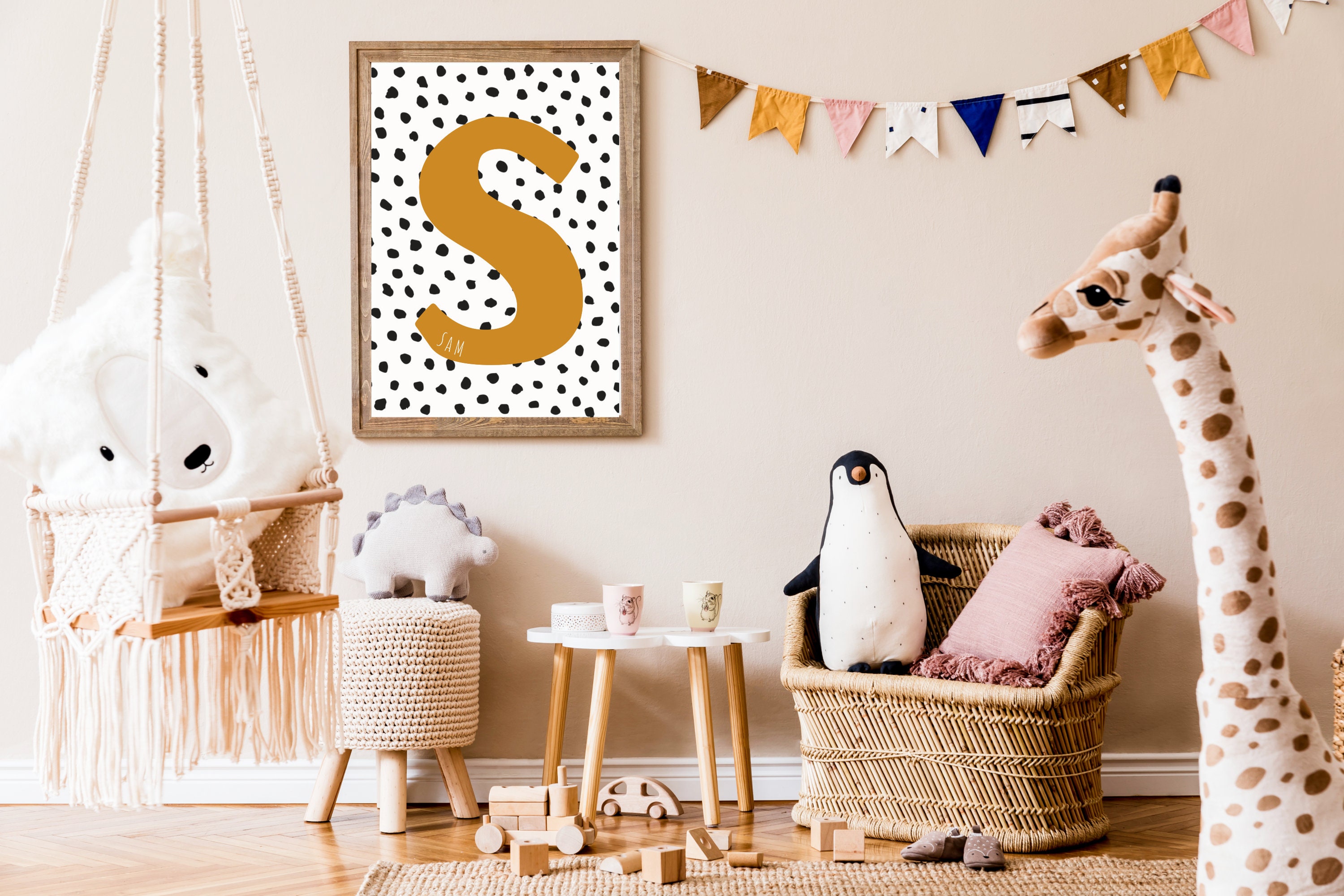 Nursery Initial Print, Kids Name Prints, Personalised Nursery Print ...