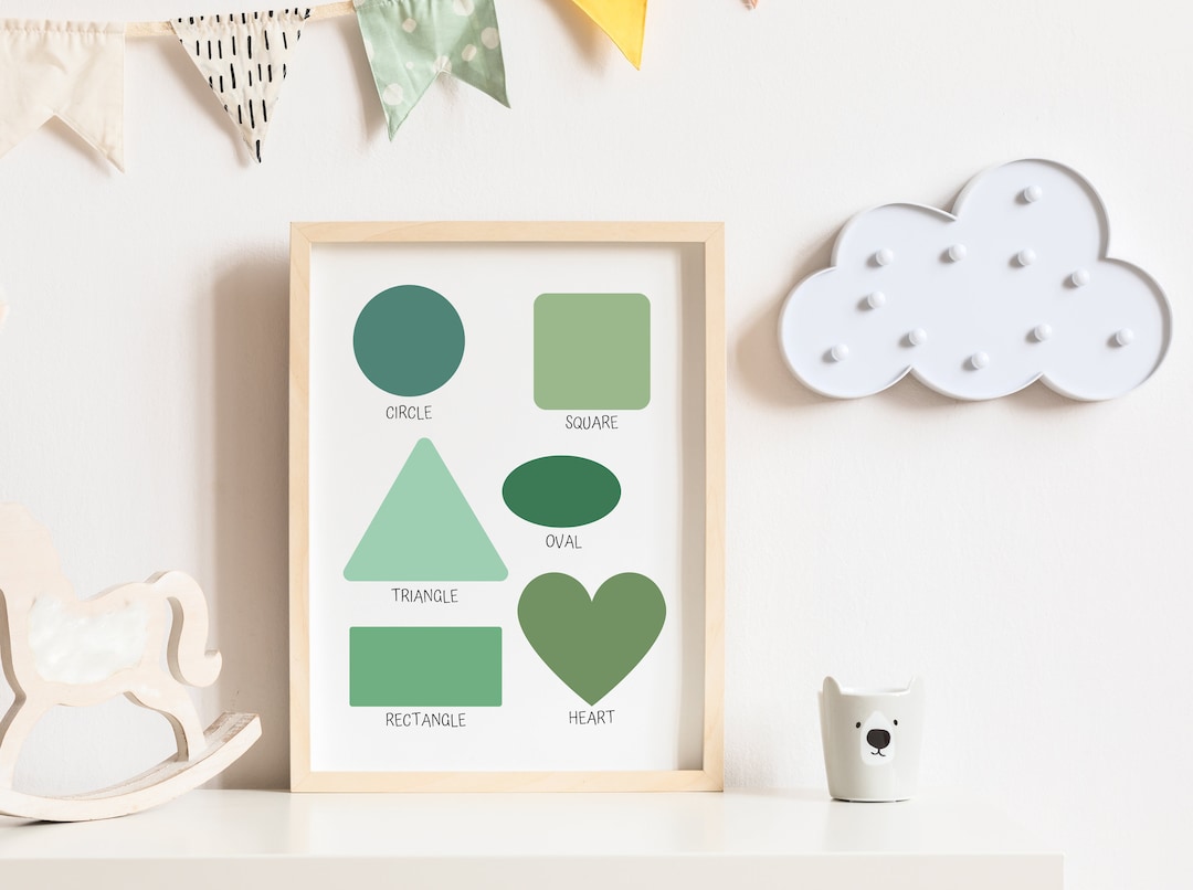 Green Shapes Print, Shapes Print, Shapes Poster, Nursery Decor, Nursery ...