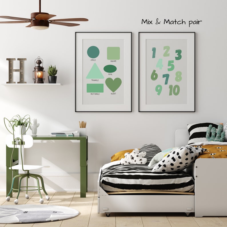 Green Shapes Print Shapes Print Shapes Poster Nursery - Etsy