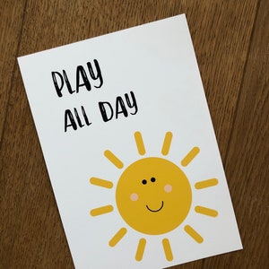 Play All Day Print, Play All Day Quote, Nursery Print, Nursery Decor ...
