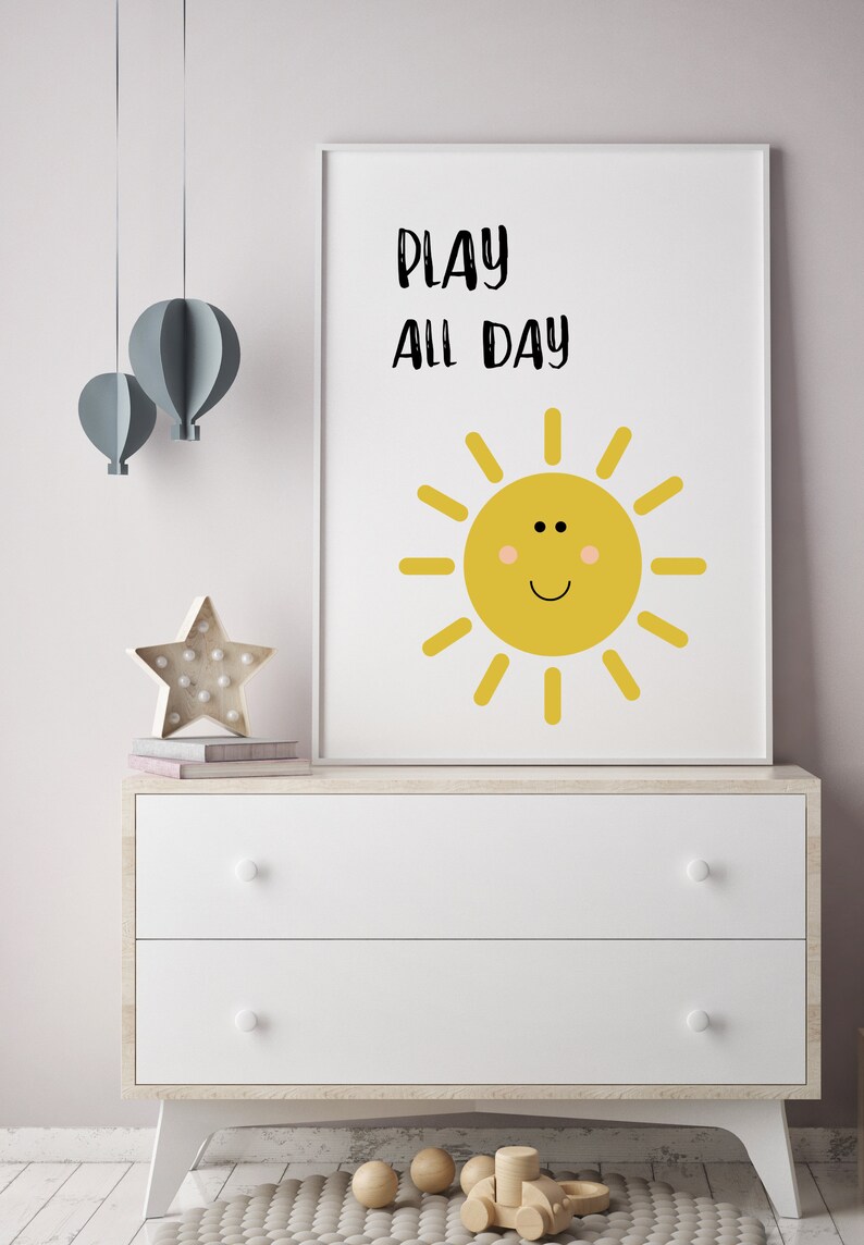 Play All Day Print, Play All Day Quote, Nursery Print, Nursery Decor ...