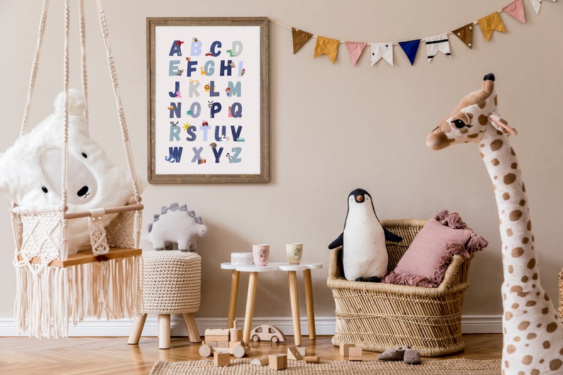 Blue Alphabet Print | Blue Alphabet Poster | Kids Nursery Print | Kids ...