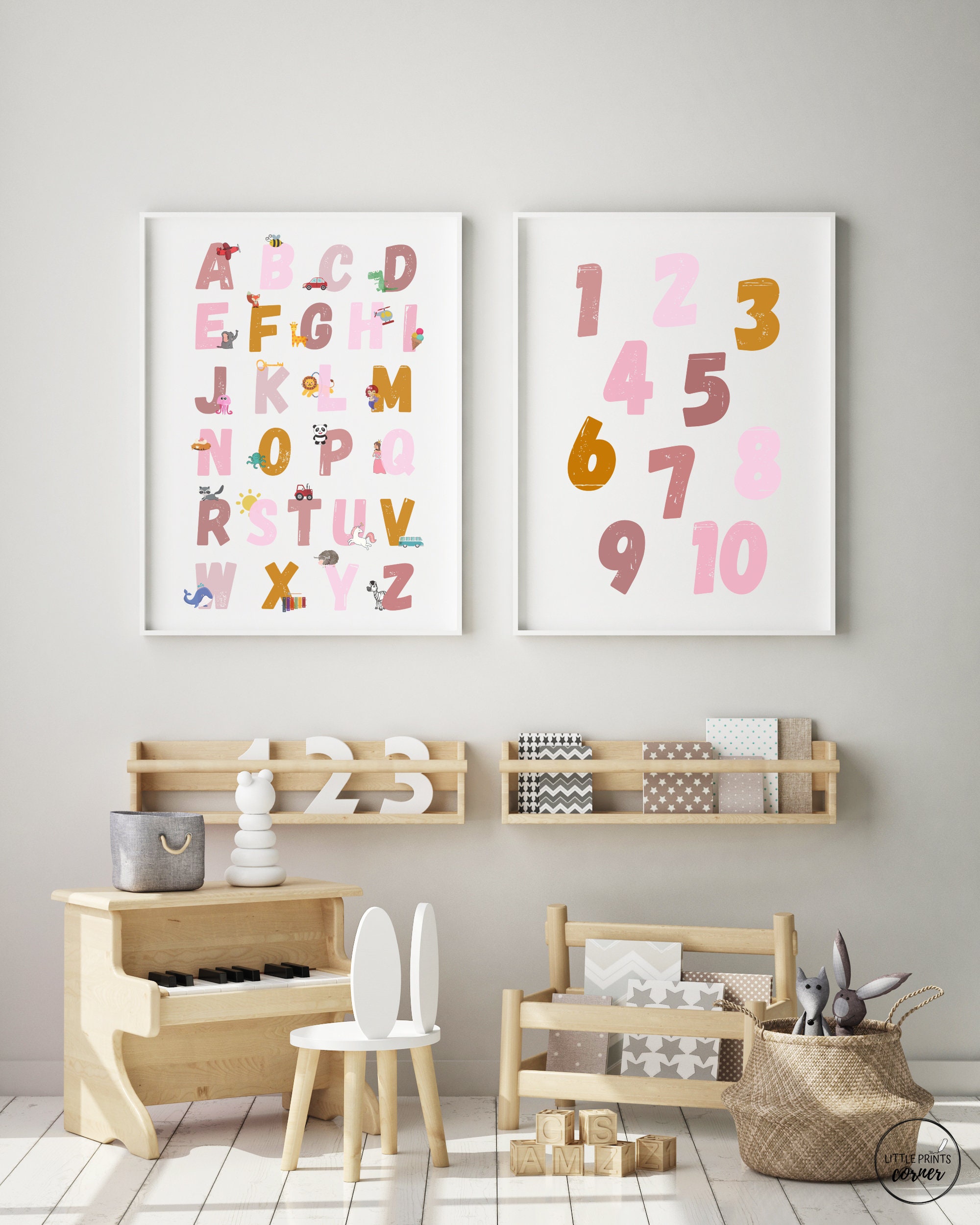 Mustard and Rose Numbers Poster Numbers Nursery Poster - Etsy