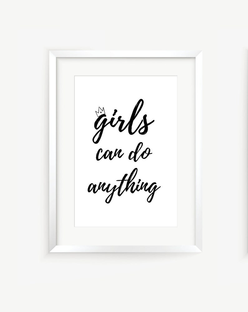 Girls can do anything quote poster Girls can do anything | Etsy