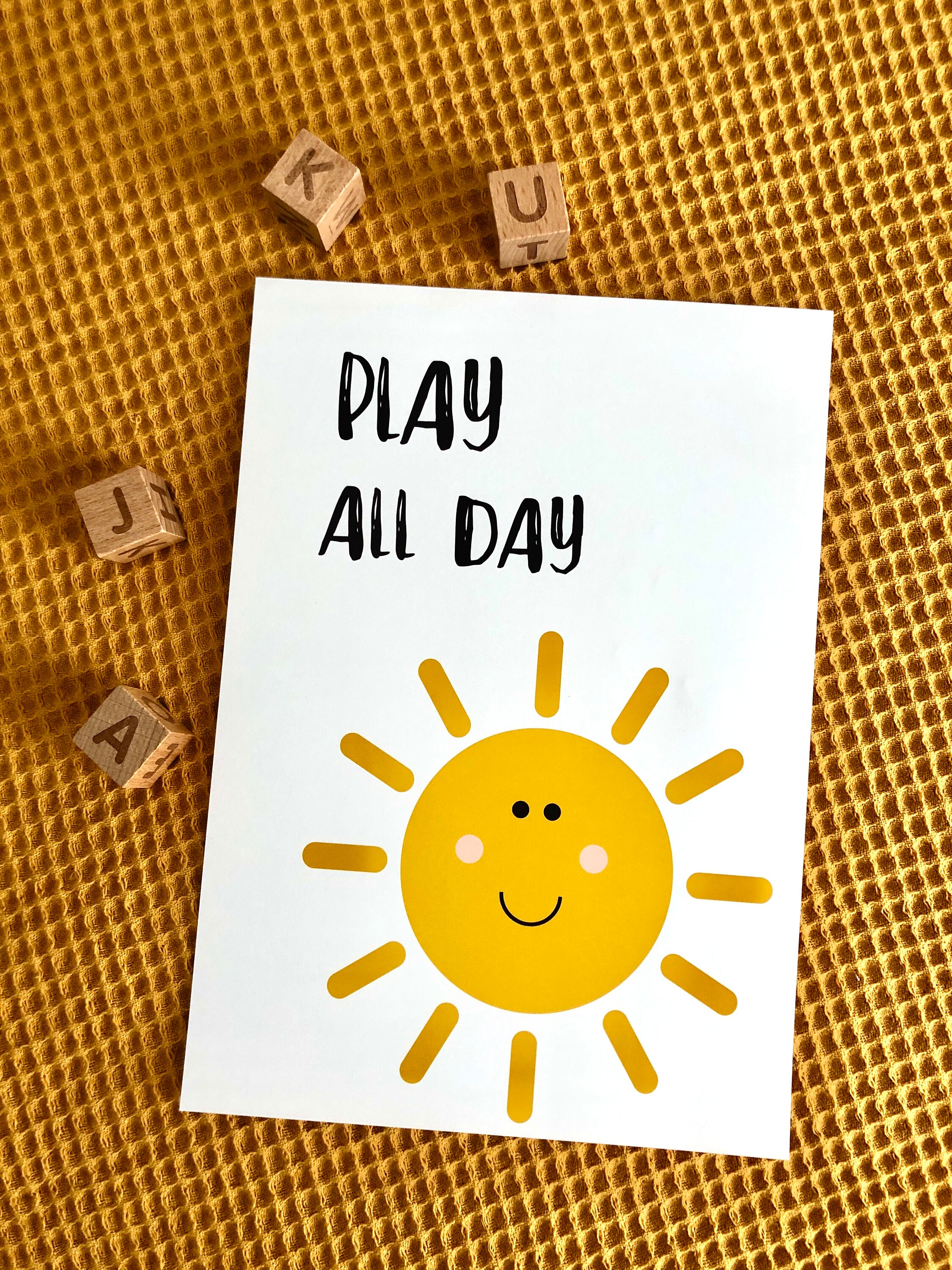 Play All Day Print, Play All Day Quote, Nursery Print, Nursery Decor ...