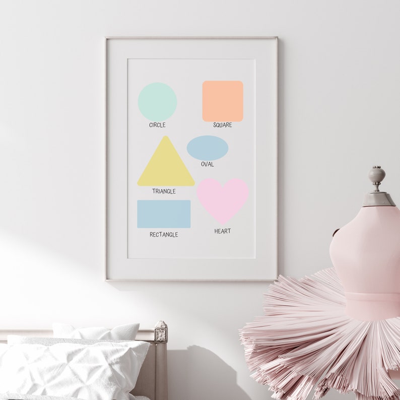 Pastel Shapes Print Shapes Nursery Print Homeschool Activity | Etsy