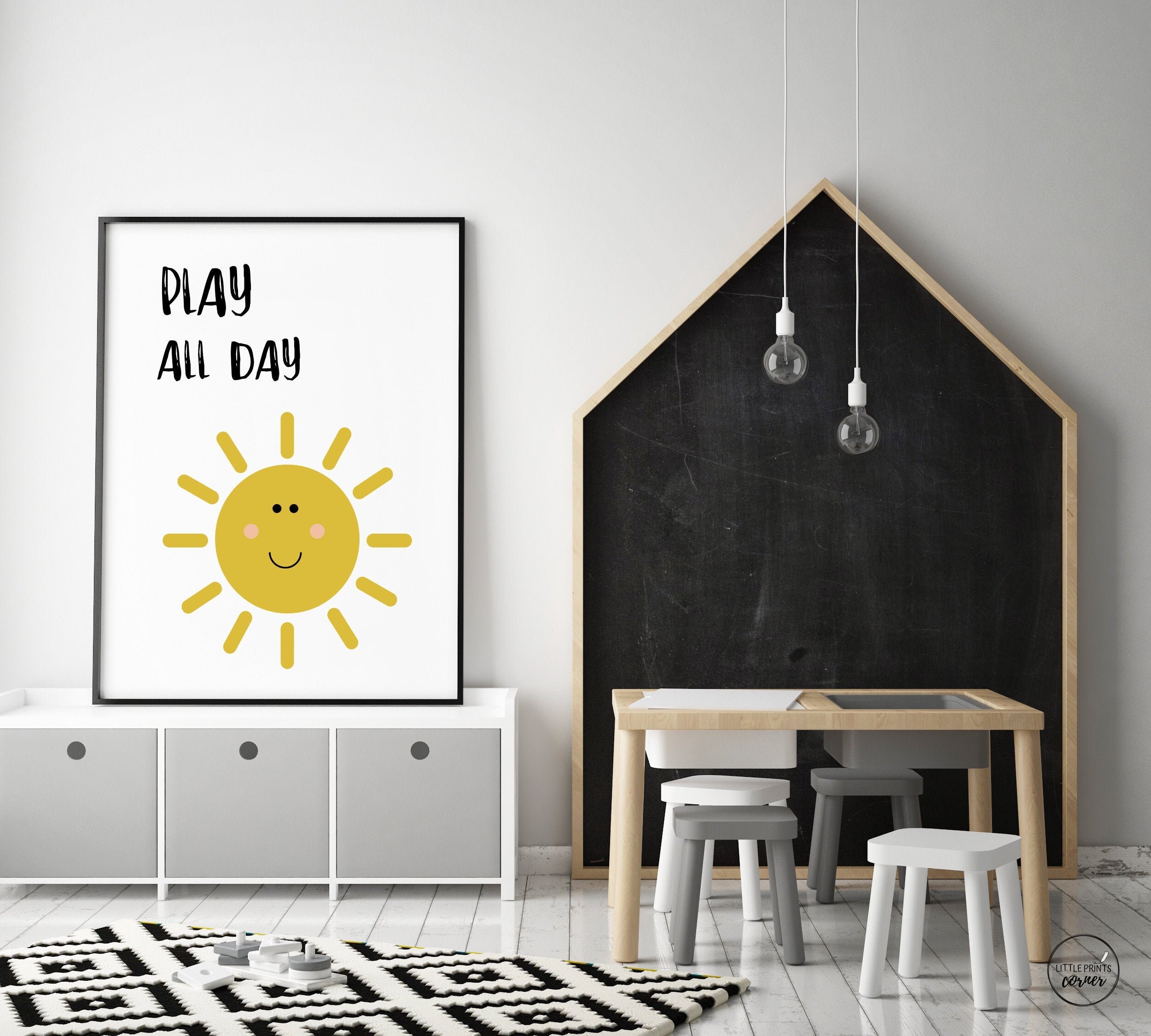 Play All Day Print, Play All Day Quote, Nursery Print, Nursery Decor ...