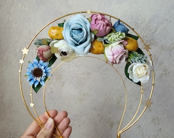 Pierogi & Potato Floral Crown With Roses and Poppies Dyngus - Etsy