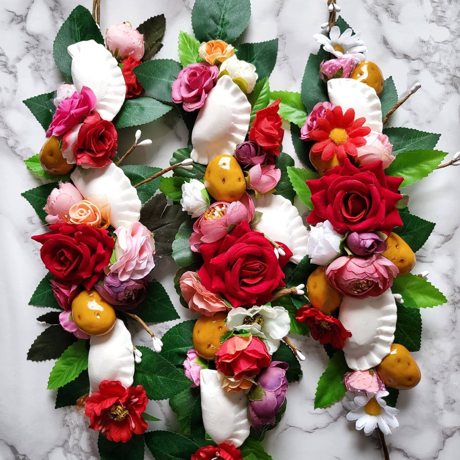 Pierogi & Potato Floral Crown With Roses and Poppies Dyngus | Etsy