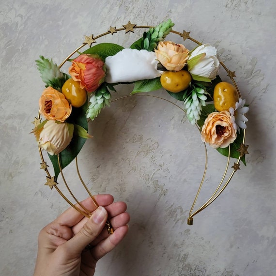 Pierogi & Potato Halo Double Crown With Flowers Dyngus Day - Etsy