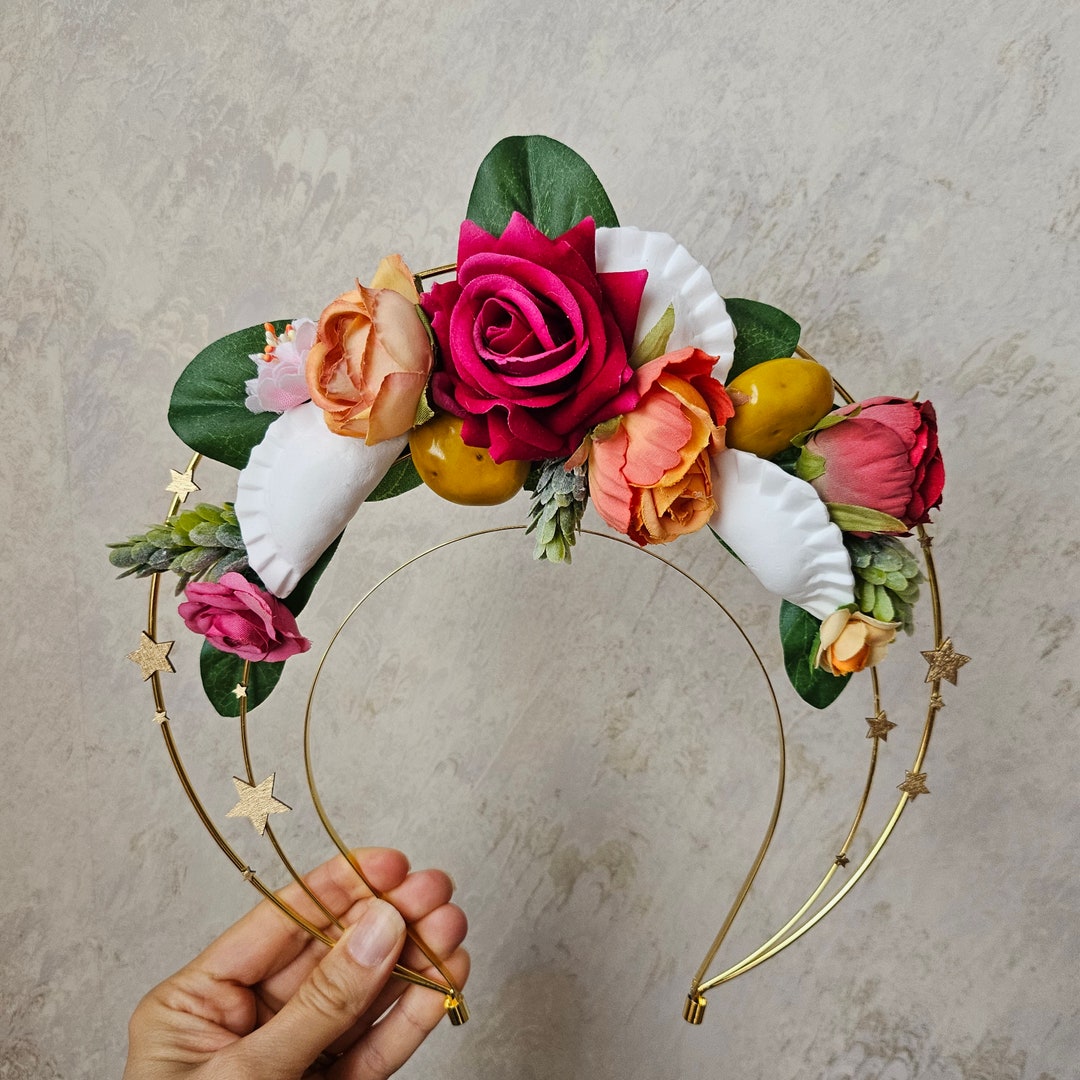 Pierogi & Potato Halo Double Crown With Flowers Dyngus Day - Etsy