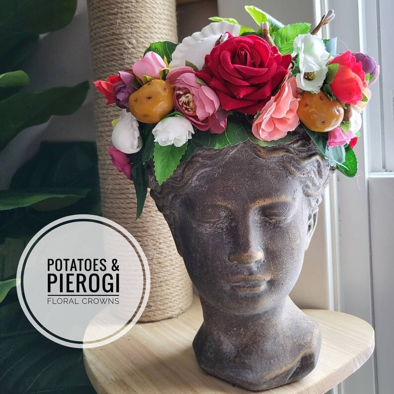 Pierogi & Potato Floral Crown With Roses and Poppies Dyngus - Etsy