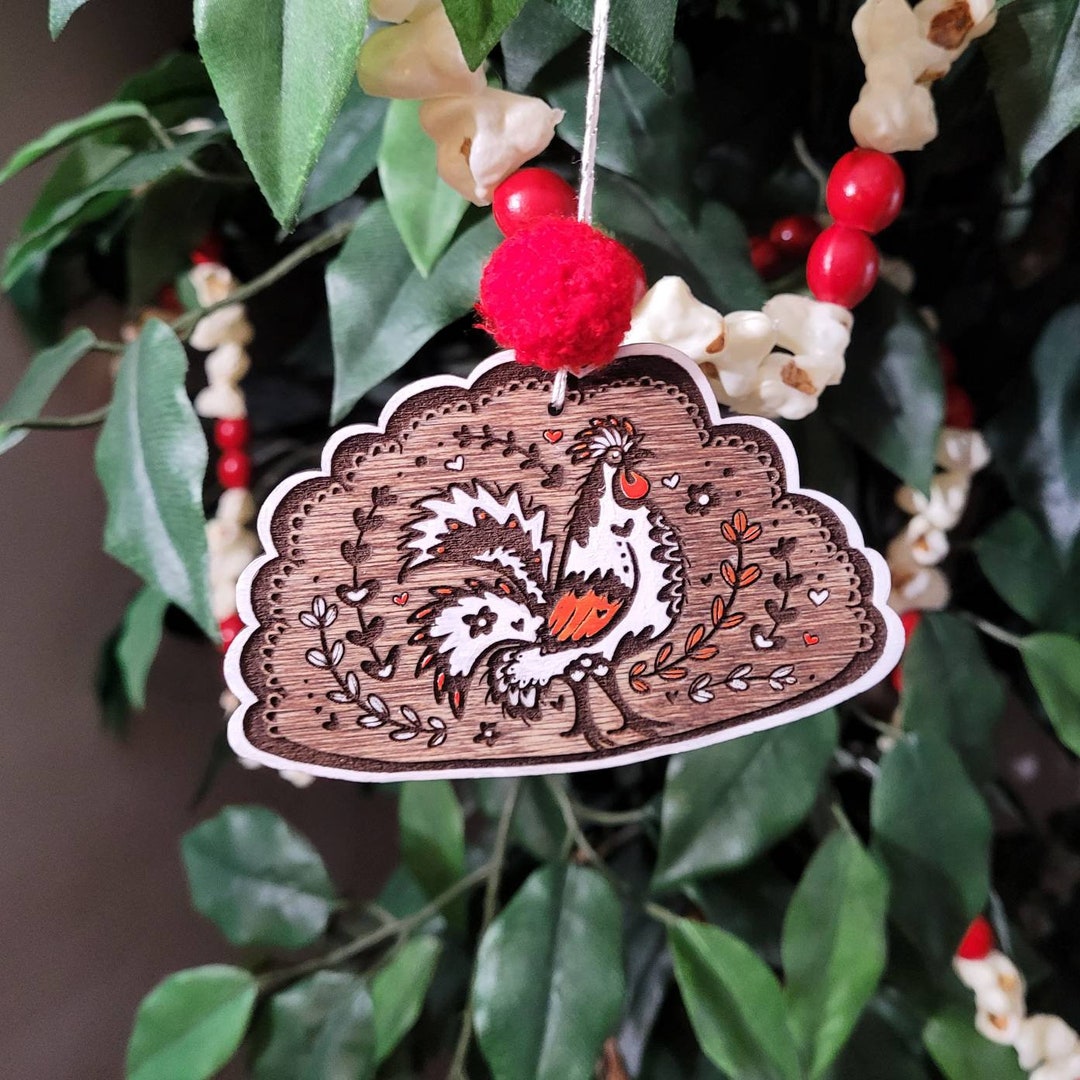 Pierogi Ornament, Rooster Paper Cut, Laser Engraved Ornament, Wood ...